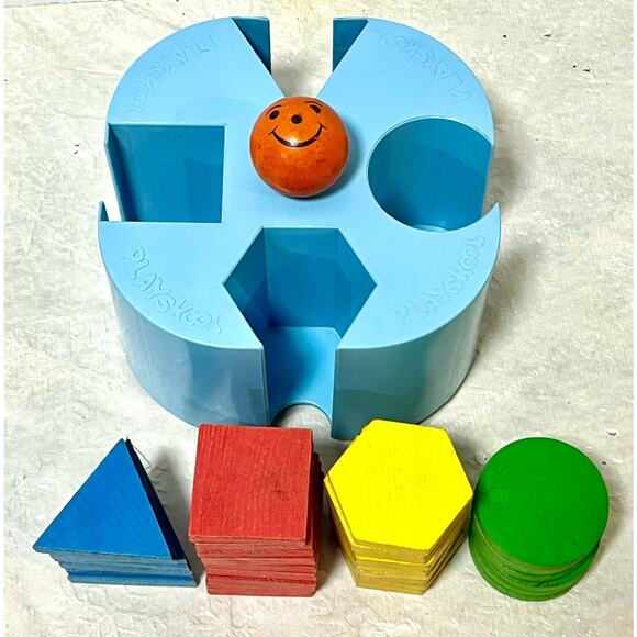 Playskool | Toys | 97s Playskool Wood Play Chips Shapes Colors Sorting ...